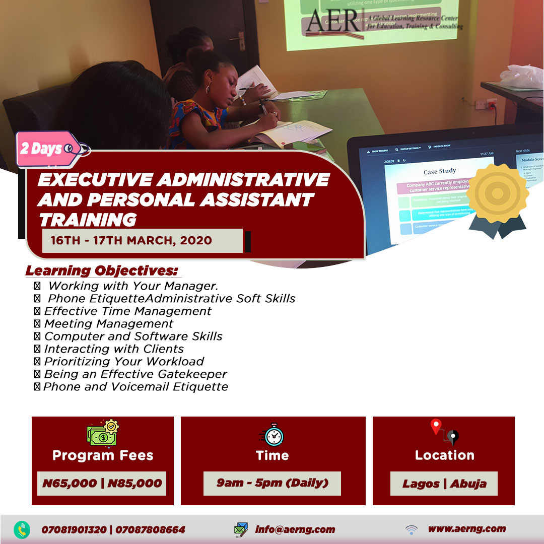 Executive Administrative and Personal Assistant Training - AER Ltd